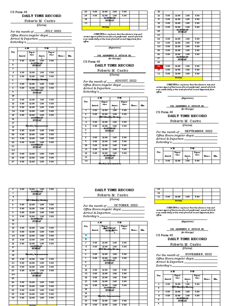 DTR Form JULY - DECEMBER | PDF