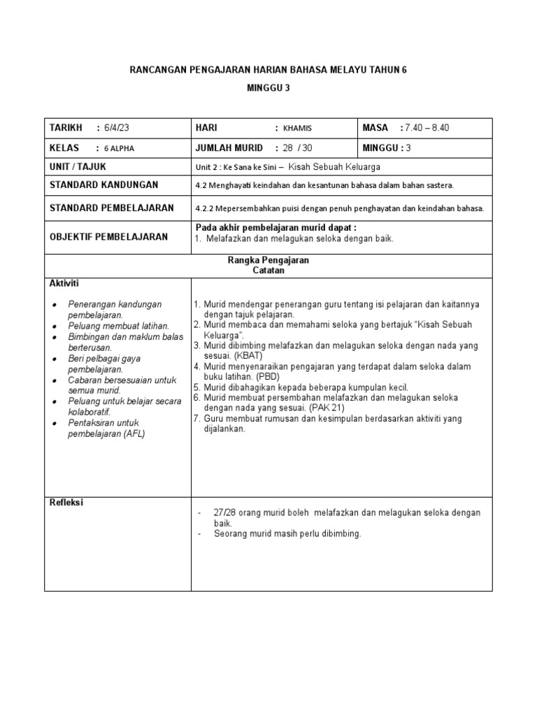 RPH Minggu 3 - Khamis | PDF