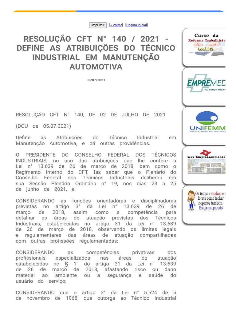 Resolução CFT | PDF