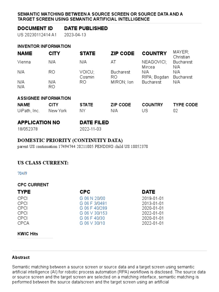 UI Path AI Patent Application | PDF | Computer Data Storage ...