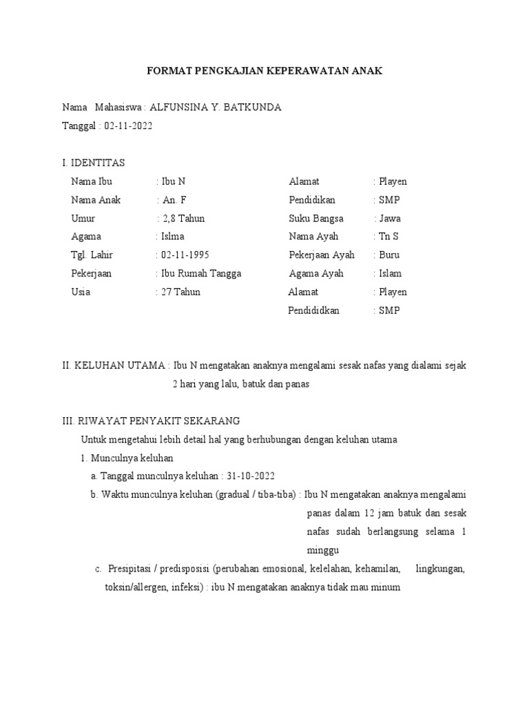 Askep Pengkajian Kep Anak | PDF