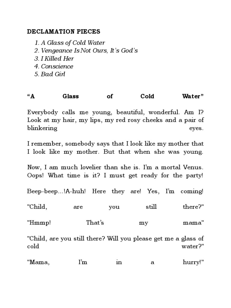 COPIES - DECLAMATION and Poems For Recitation 1 | PDF