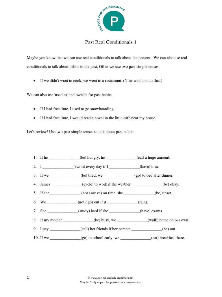 Perfect English Grammar - Conditionals - Past Re | PDF