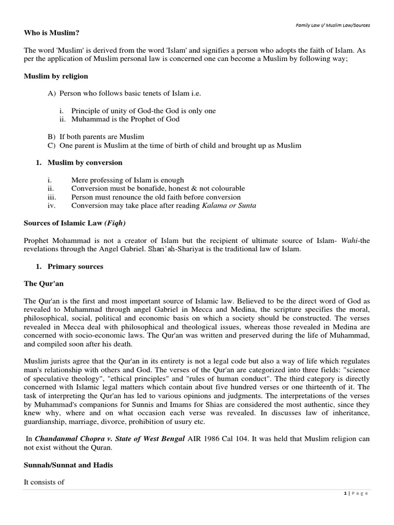 Sources of Muslim Law | PDF | Sharia | Quran