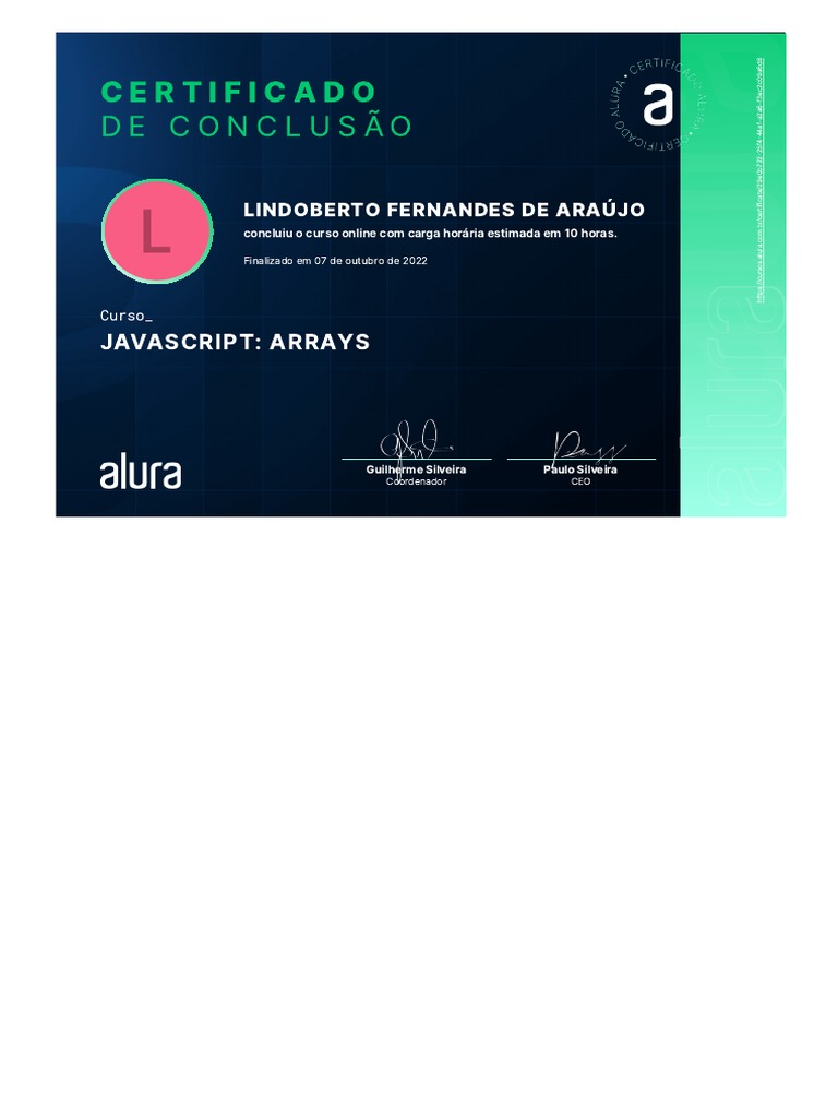 Lindoberto Fernandes de Araújo - Curso - Alura | PDF