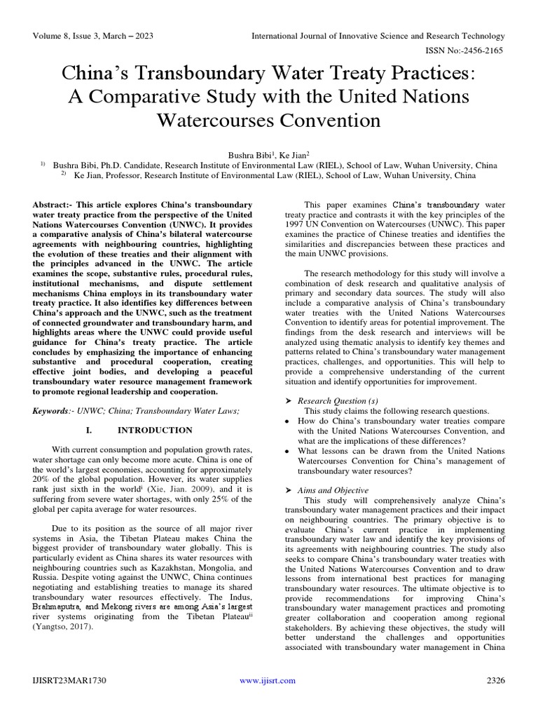 China's Transboundary Water Treaty Practices: A Comparative Study With ...