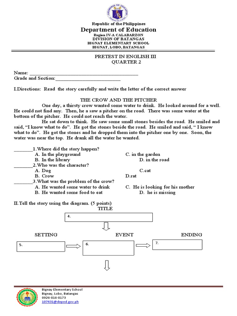 Pre-Test - English 3 | PDF
