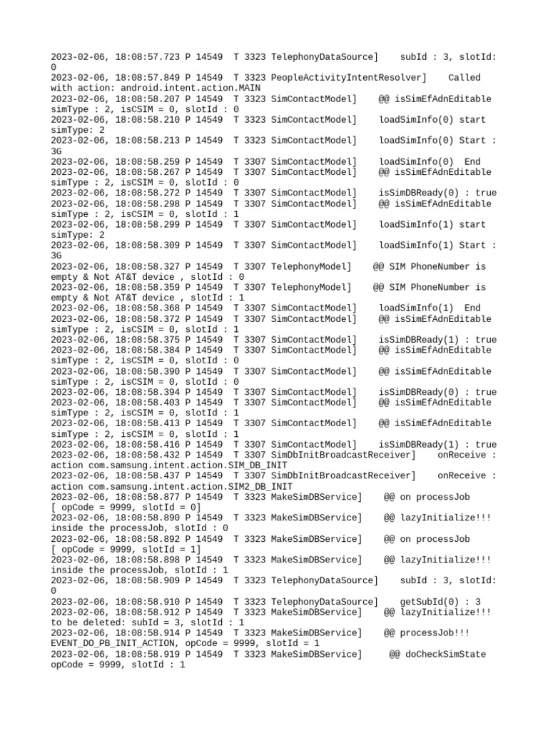 SIM Database Initialization Log | PDF | Computer Engineering | Computer ...