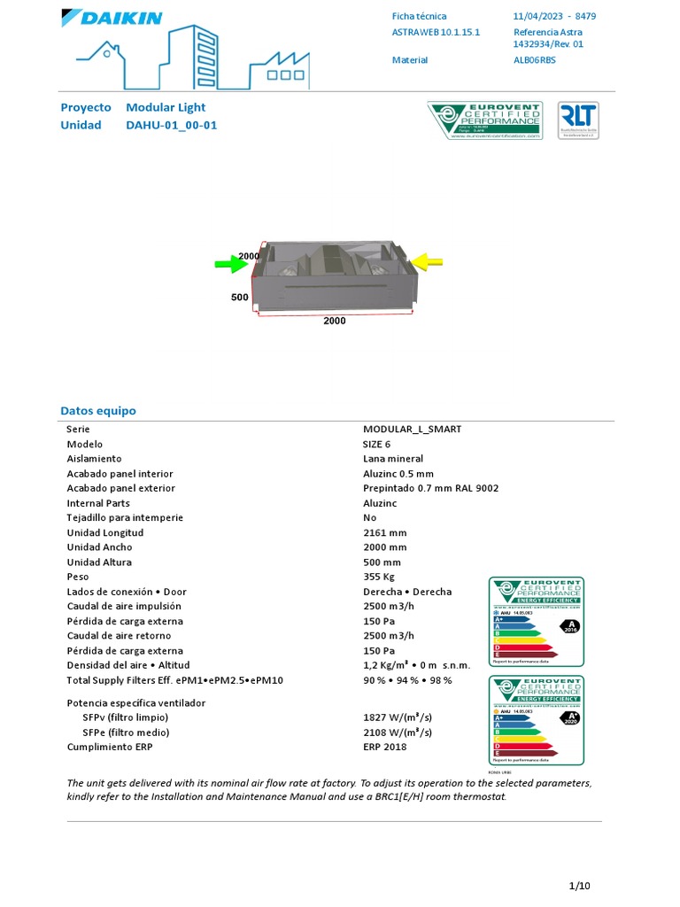 AHU - Modular Light - 00-01 | PDF | Metrología | Ingeniería mecánica