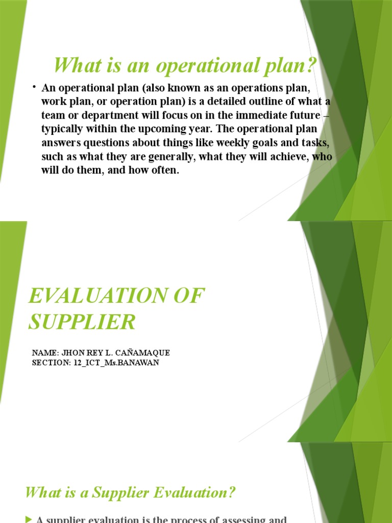 Operational Plan | PDF | Evaluation | Supply Chain
