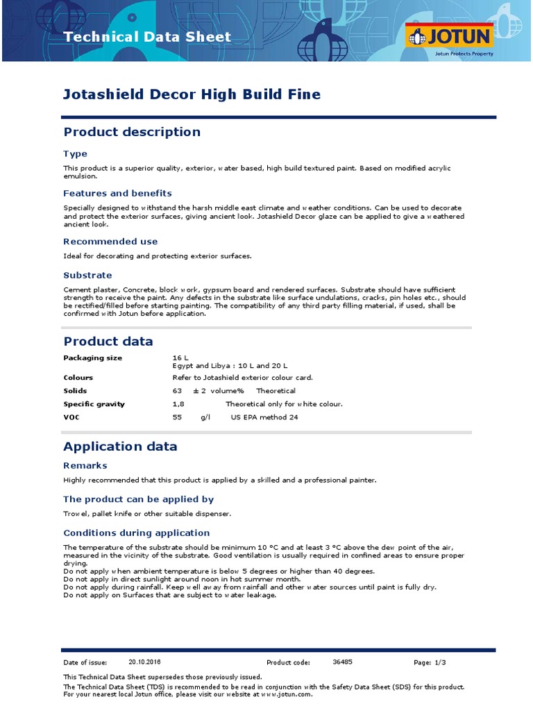Jotashield Decor High Build Fine | PDF | Paint | Secondary Sector Of ...