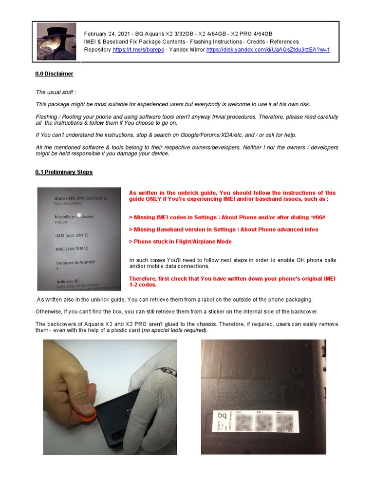 BQ Aquaris X2 IMEI/Baseband Fix Guide | PDF | Booting | Software Repository