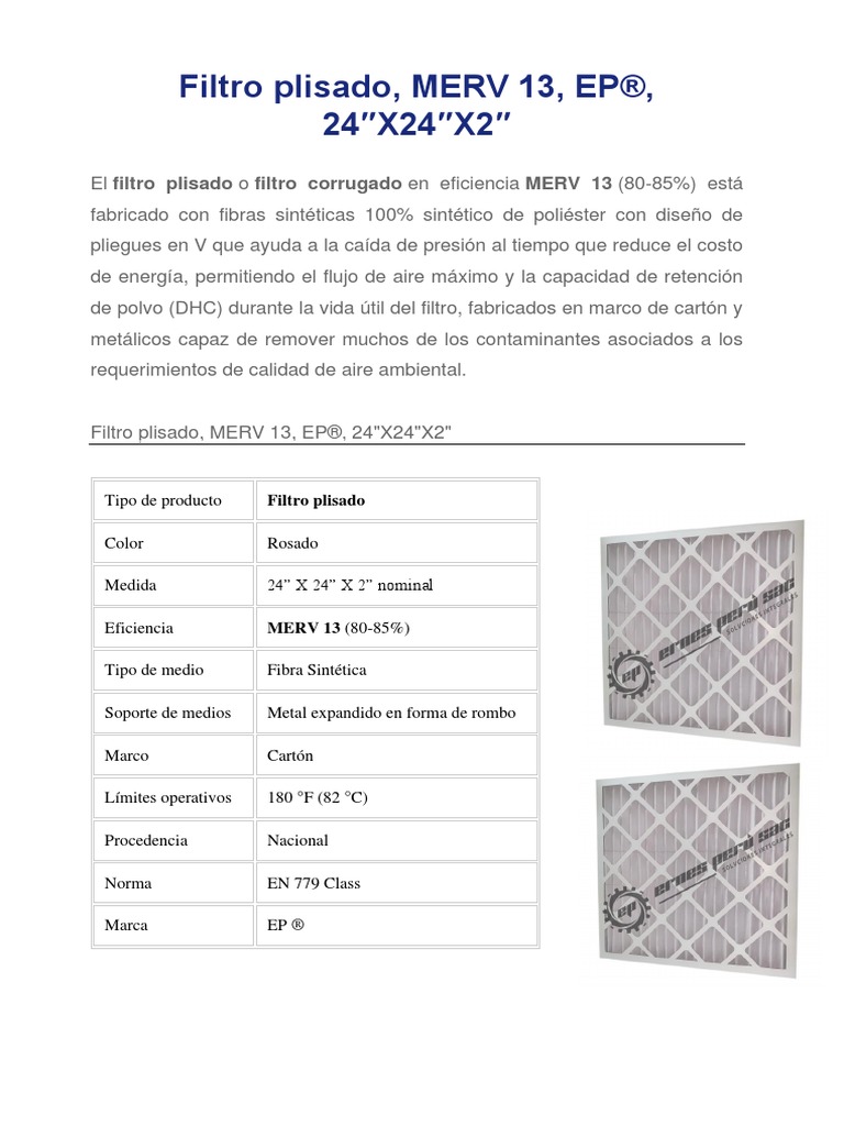 Filtro MERV 13 | PDF