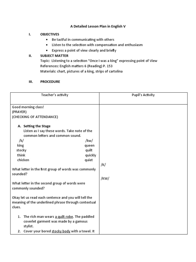 A Detailed Lesson Plan in English V (AutoRecovered) | PDF