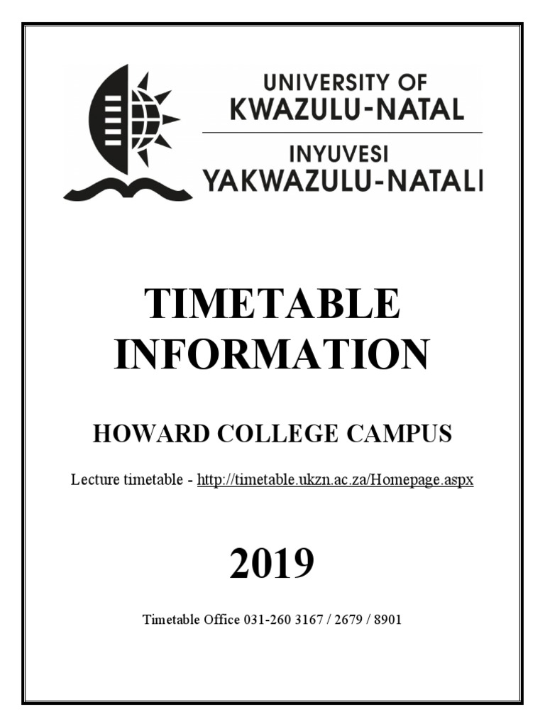 Howard College 2025 Timetable Details | PDF | Academic Term