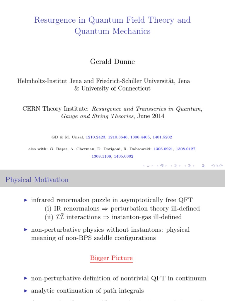 Dunne - Resurgence in Quantum Field Theory and Quantum Mechanics | PDF ...