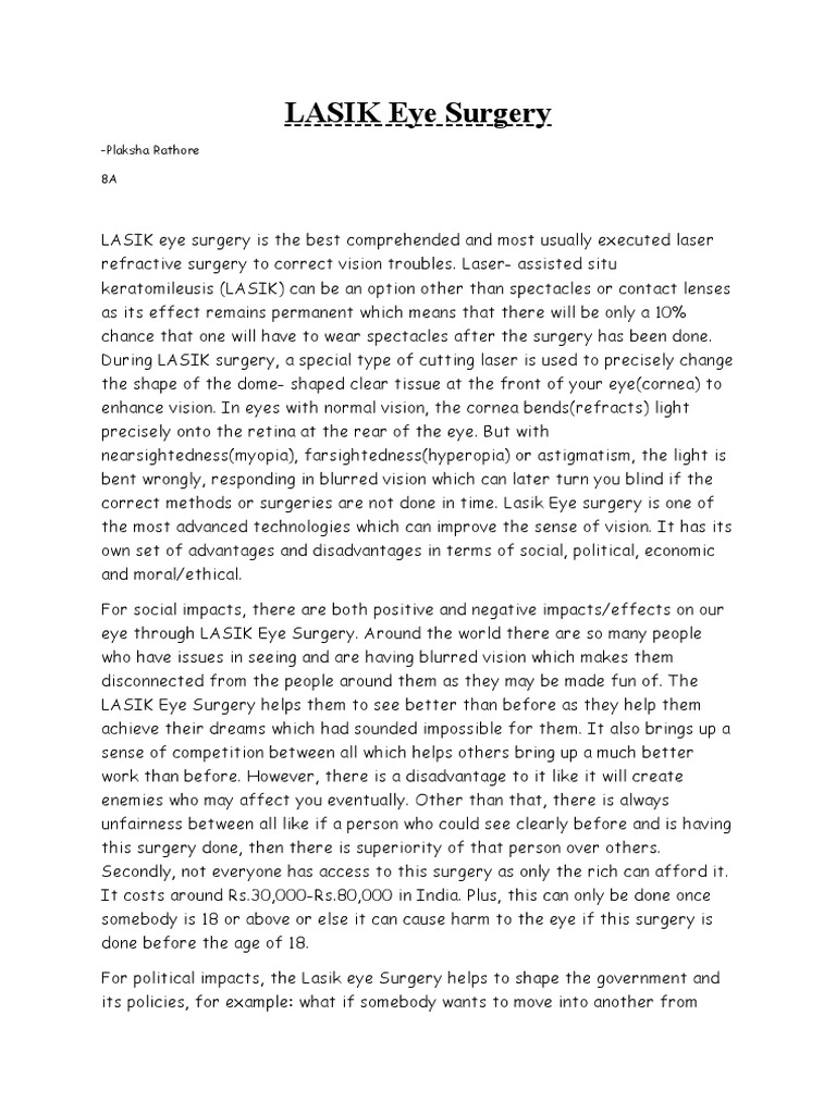 LASIK Eye Surgery | PDF | Clinical Medicine | Ophthalmology