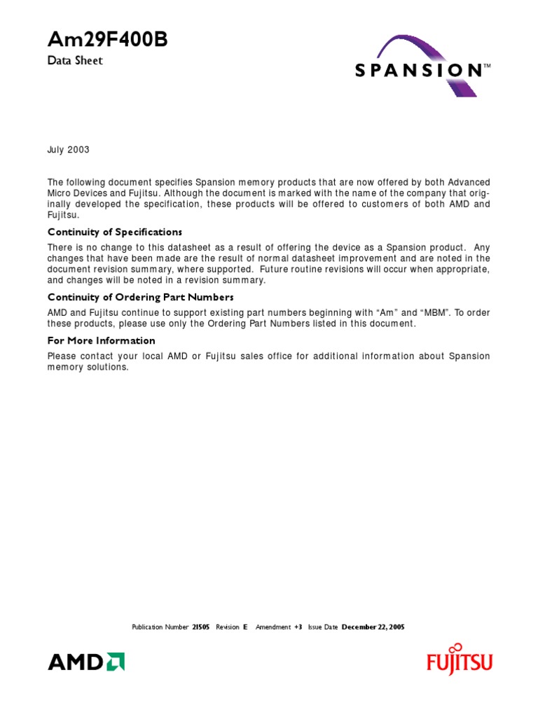 Am29f400bb 90ef | PDF | Flash Memory | Booting