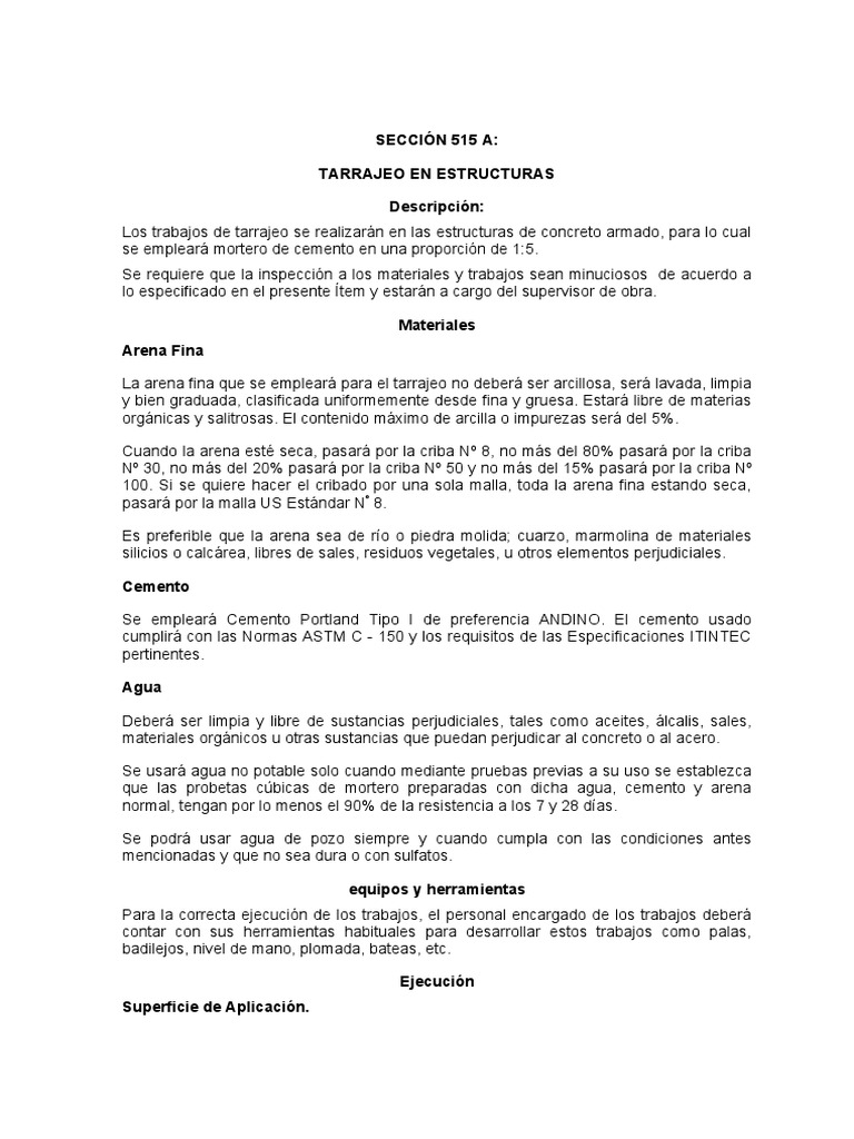 Tarrajeo en Estructuras: Guía Técnica | PDF | Cemento | Hormigón