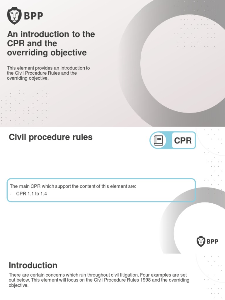 2 An Introduction To CPR and OO | PDF | Lawsuit | Solicitor