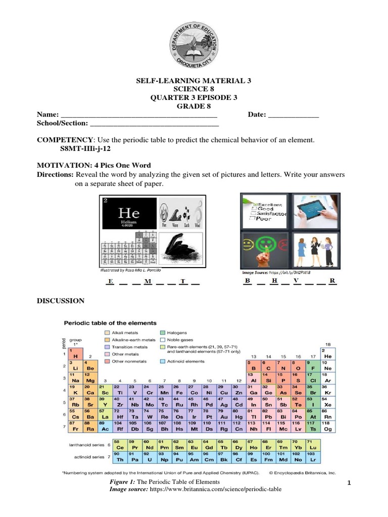 Science-8_Q3_Episode-3_SLM | PDF | Periodic Table | Chemical Elements