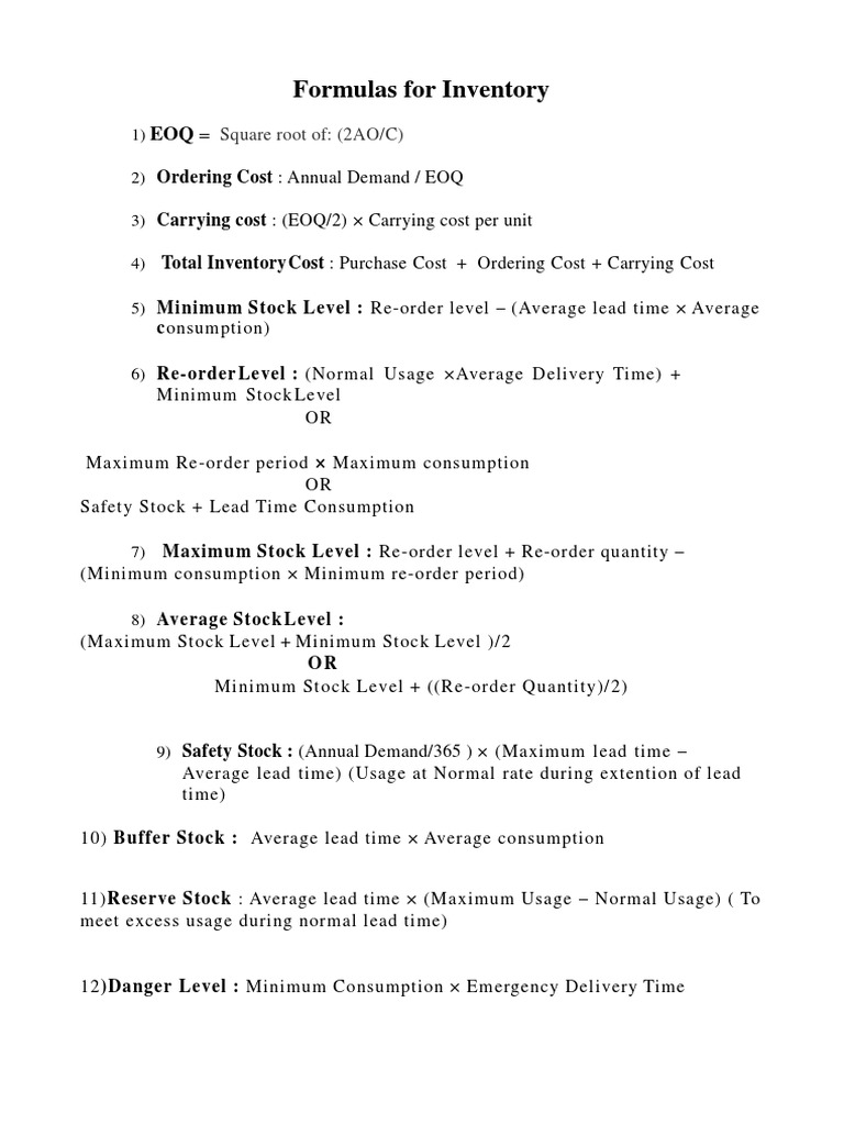 Inventory Formula | PDF