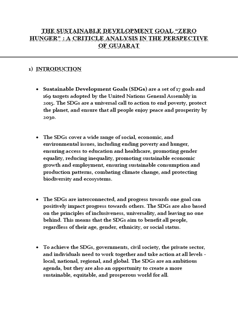 The SDG 2 - An Analysis in Gujarat Perspective | Download Free PDF ...