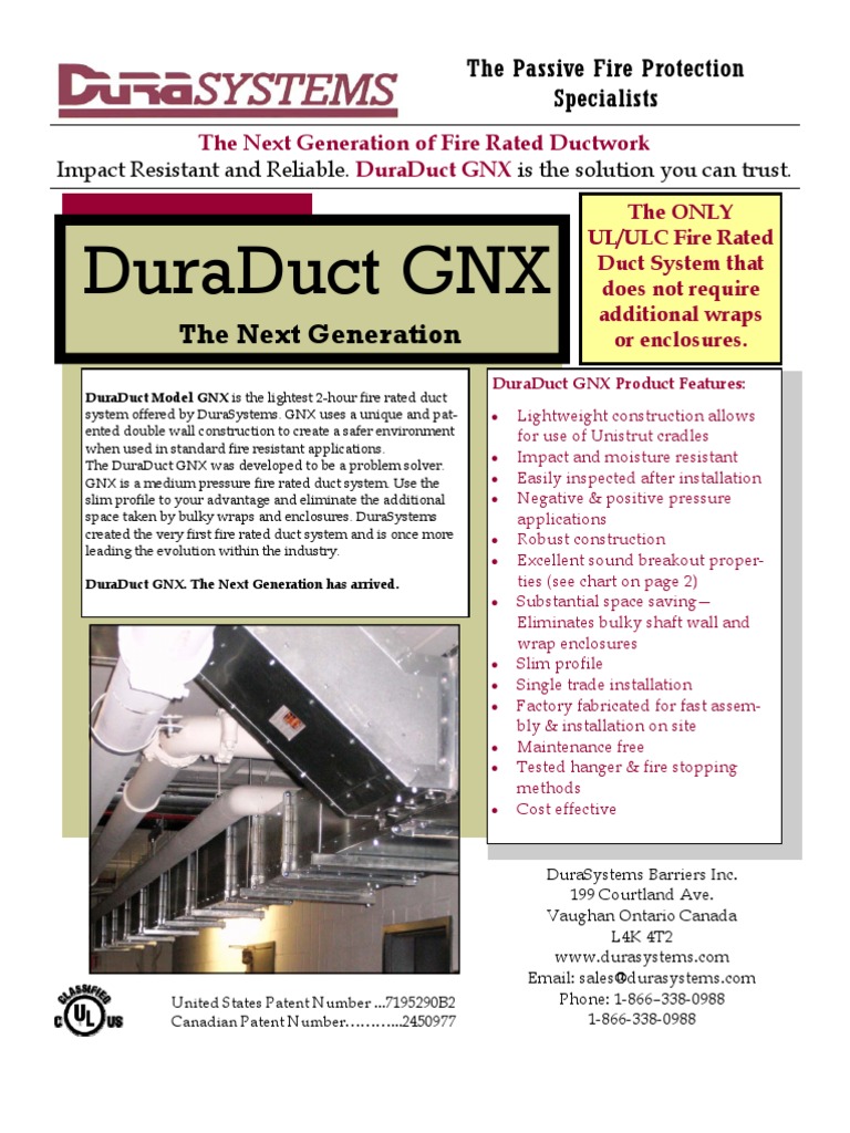 DuraSystems - DuraDuct GNX Brochure | Duct (Flow) | Building Engineering