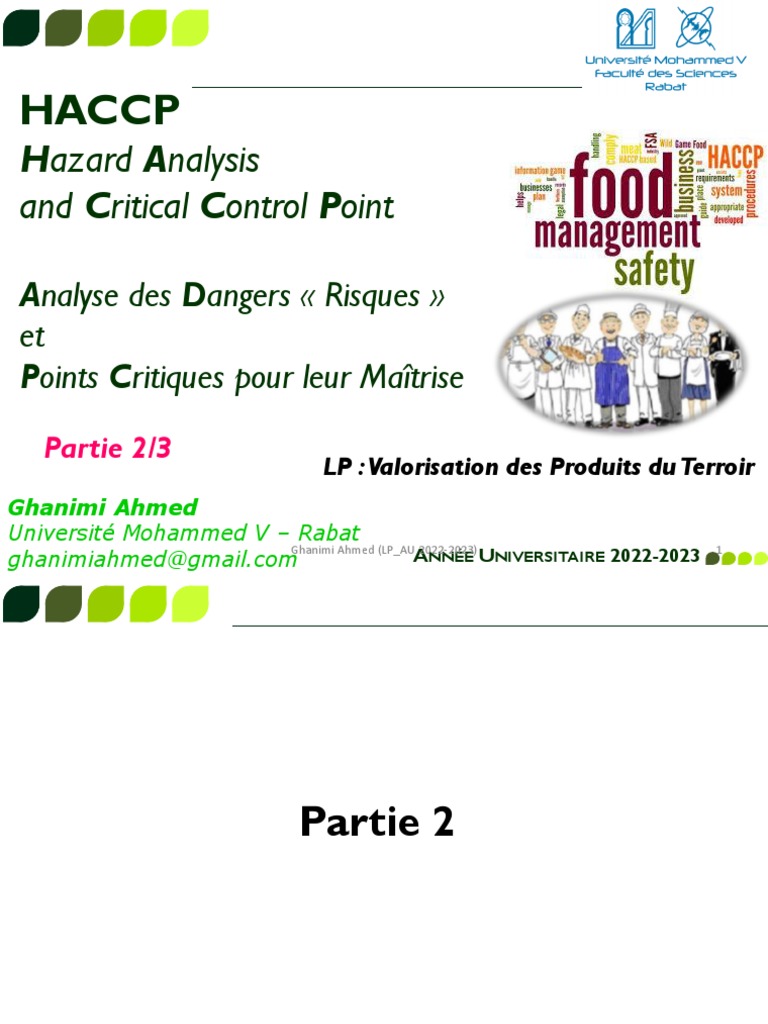 HACCP - LP - 2021-2022 - Partie 2 | PDF | Analyse des dangers et points ...