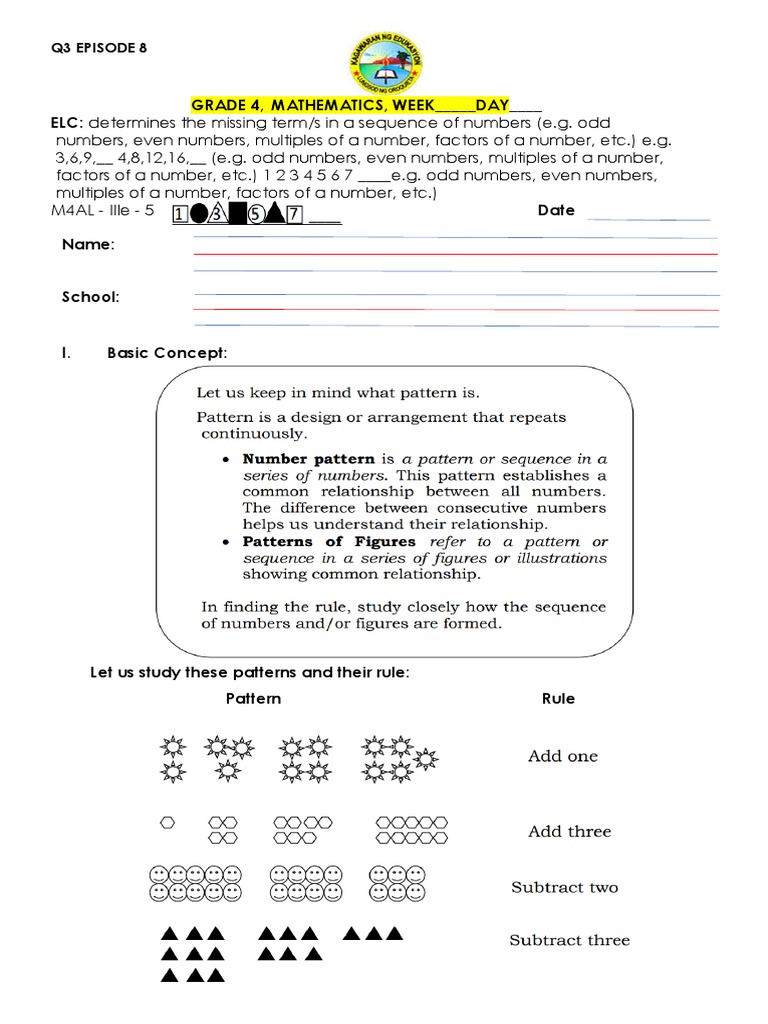 Sequence Patterns and Missing Terms | PDF