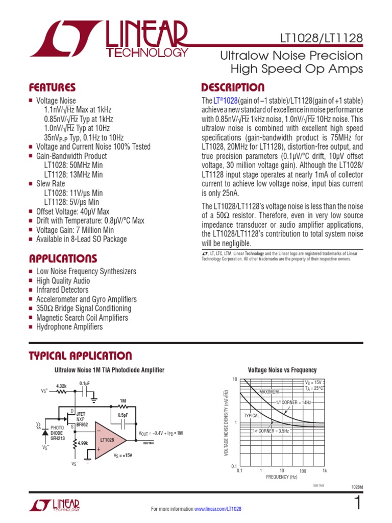 LT1028 | PDF | Amplifier | Resistor