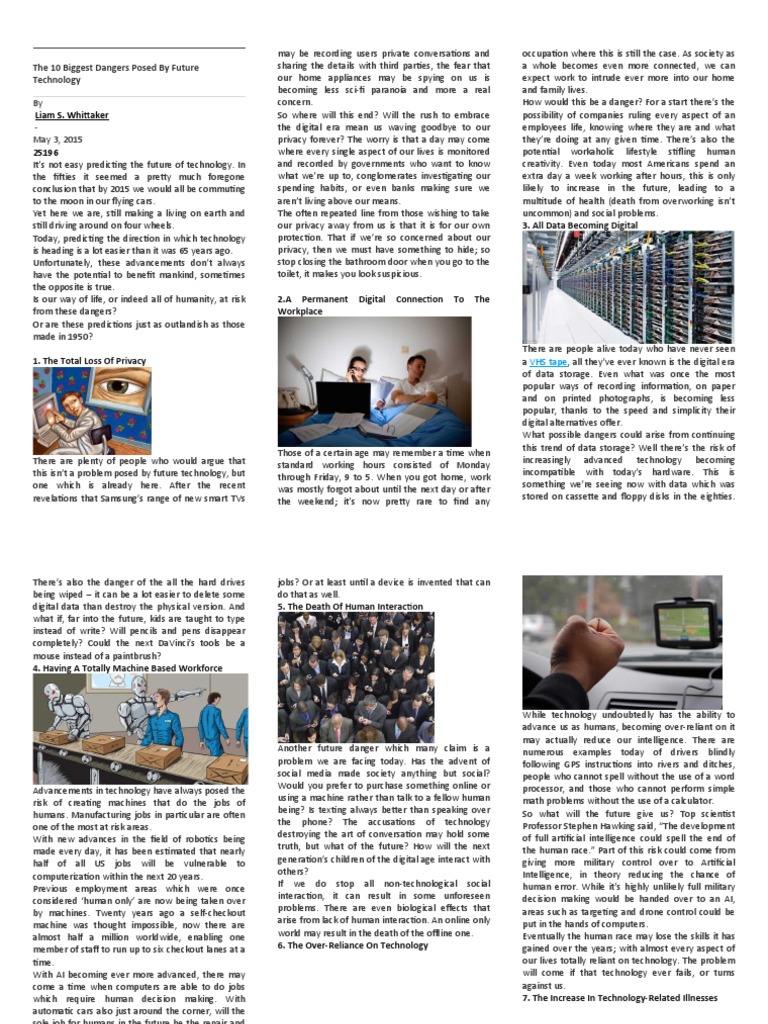The 10 Biggest Dangers Posed by Future Technology | Download Free PDF ...