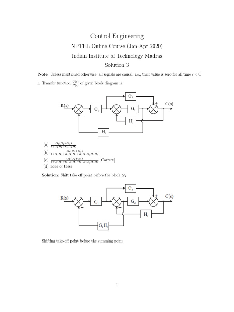 Solution A3 NPTEL Control Engg Jan April 2020 | PDF | Damping | Applied ...