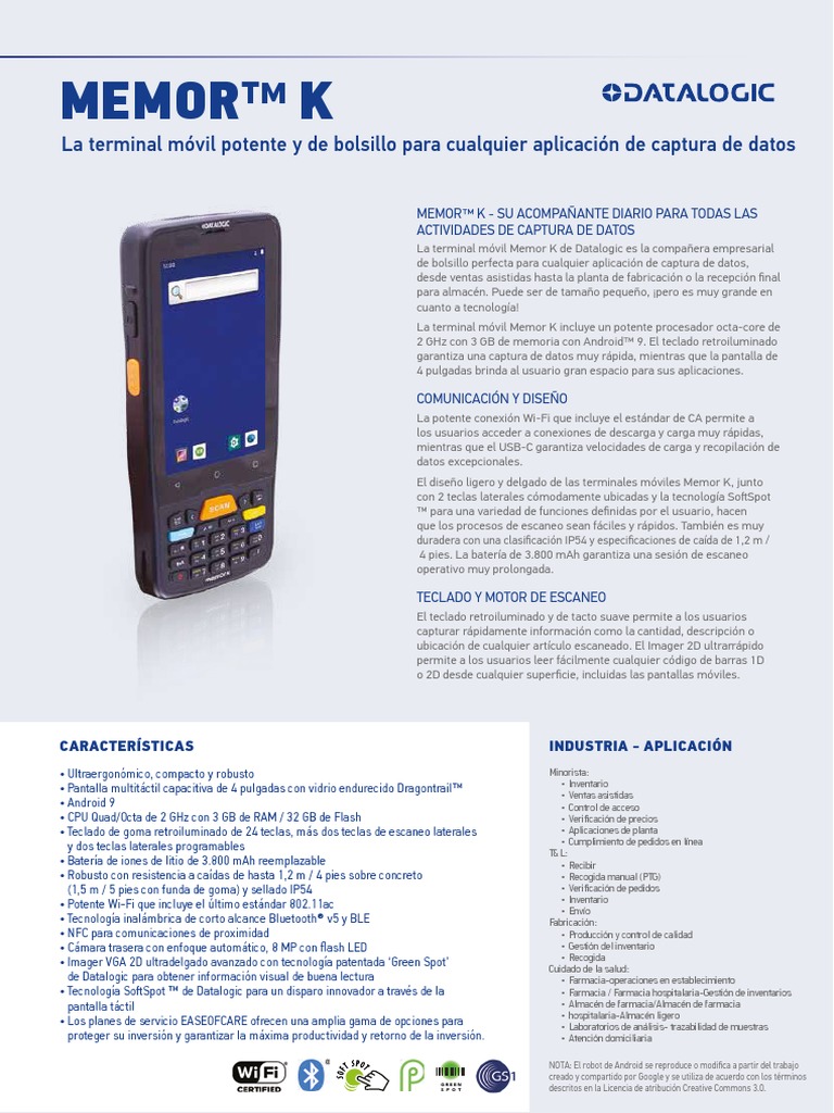 Memor K Data Sheet - Spanish | PDF | Teclado | Ieee 802.11