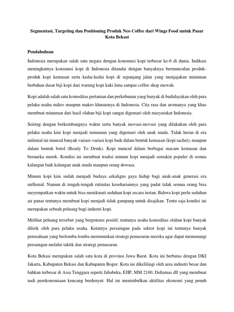 Strategi STP Neo Coffee di Bekasi | PDF | Ilmu Sosial