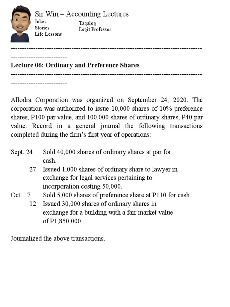 Accounting for Shares Transactions | PDF | Finance & Money Management