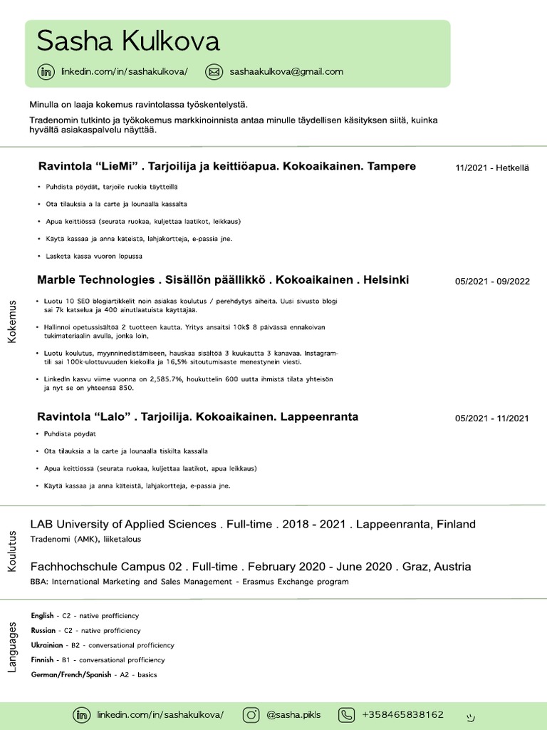 CV - Suomeksi | PDF