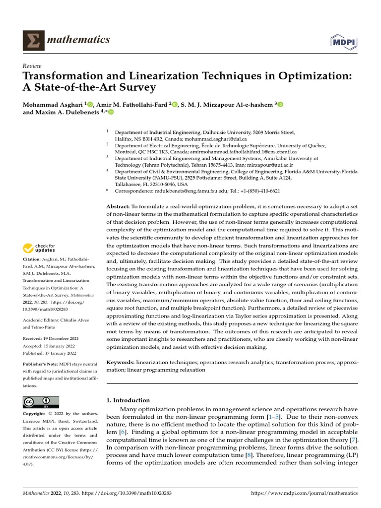 Mathematics: Transformation and Linearization Techniques in ...