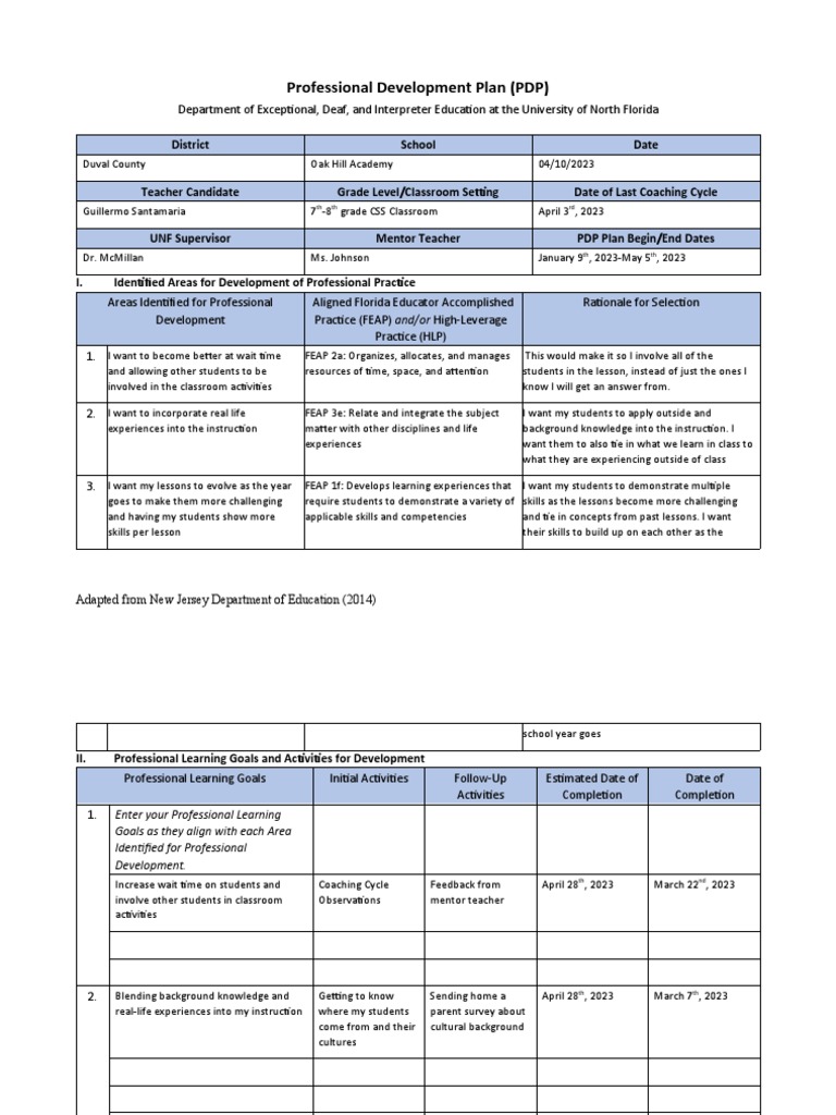 professional development plan final | PDF | Mentorship | Teachers