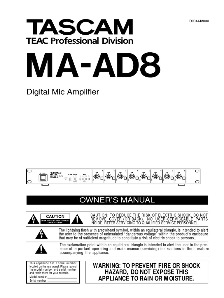 MA-AD8 Manual | PDF | Ac Power Plugs And Sockets | Microphone