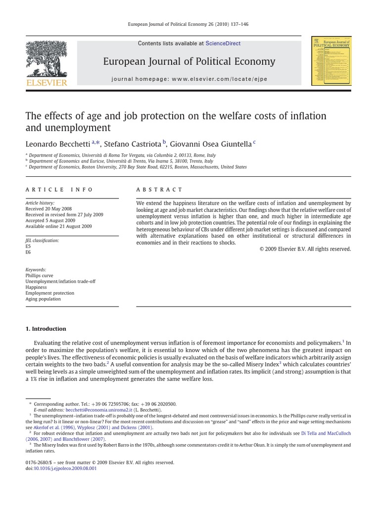 Becchetti Et Al - 2010 - The Effects of Age and Job Protection On The ...