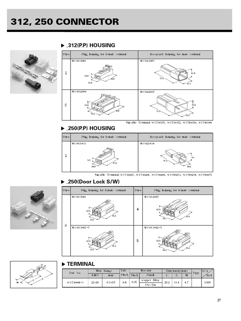 312, 250 Connector: .312 (P.P) Housing | PDF | Electrical Connector | Ac Power Plugs And Sockets