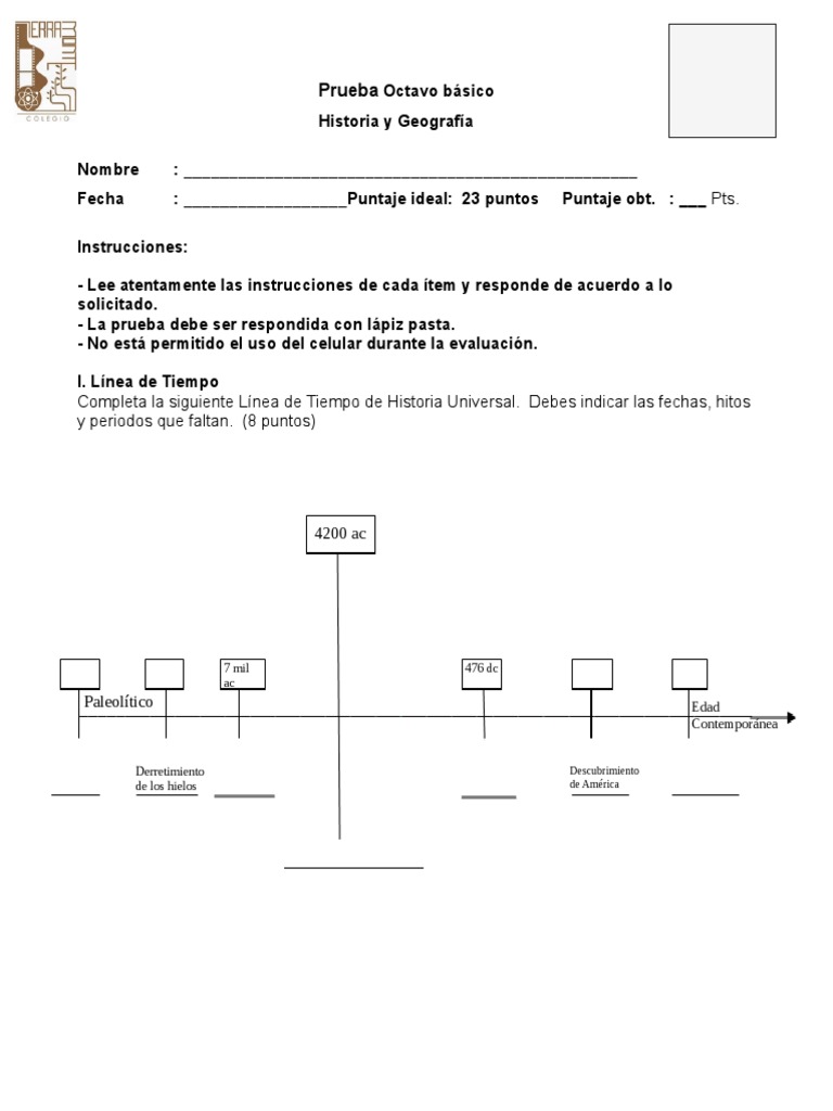 Prueba 1 Historia Octavo | PDF | imperio Romano | Edades medias