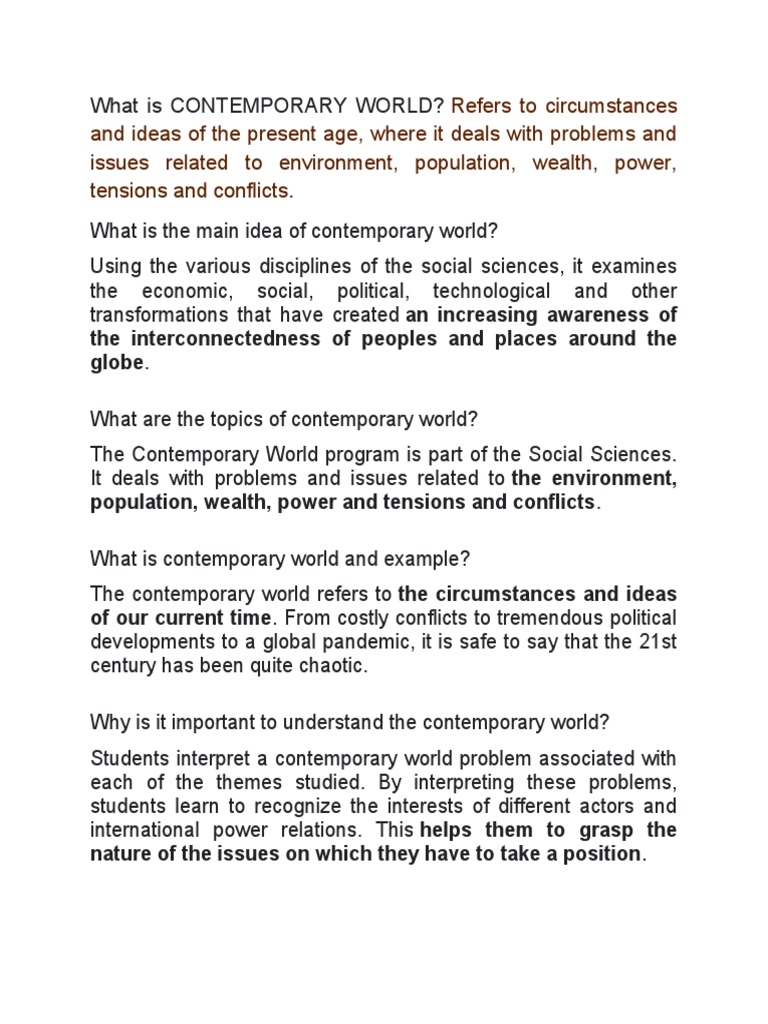 Understanding Globalization Through Contemporary World Issues | PDF ...