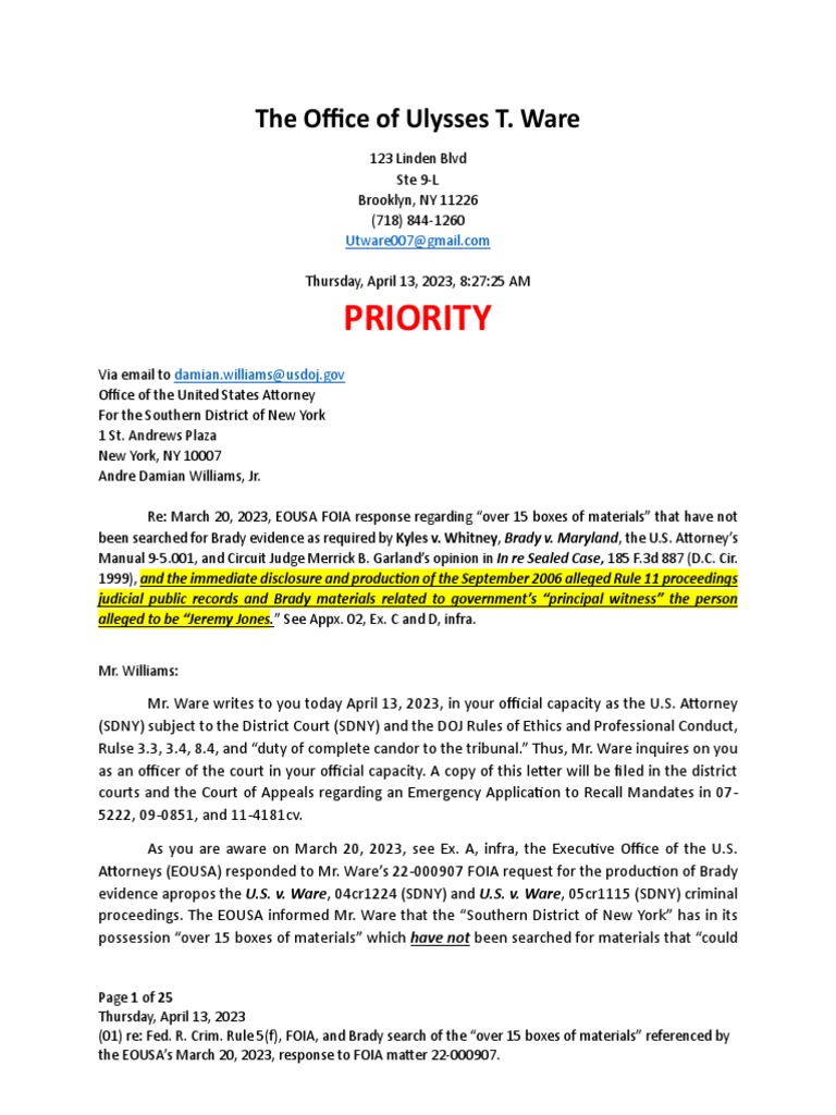 04.13.23 Re LTR To Damian WM Regarding Recall of Mandates | PDF ...