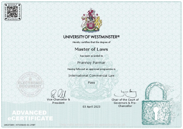 Master of Laws: Prannoy Parmar | PDF