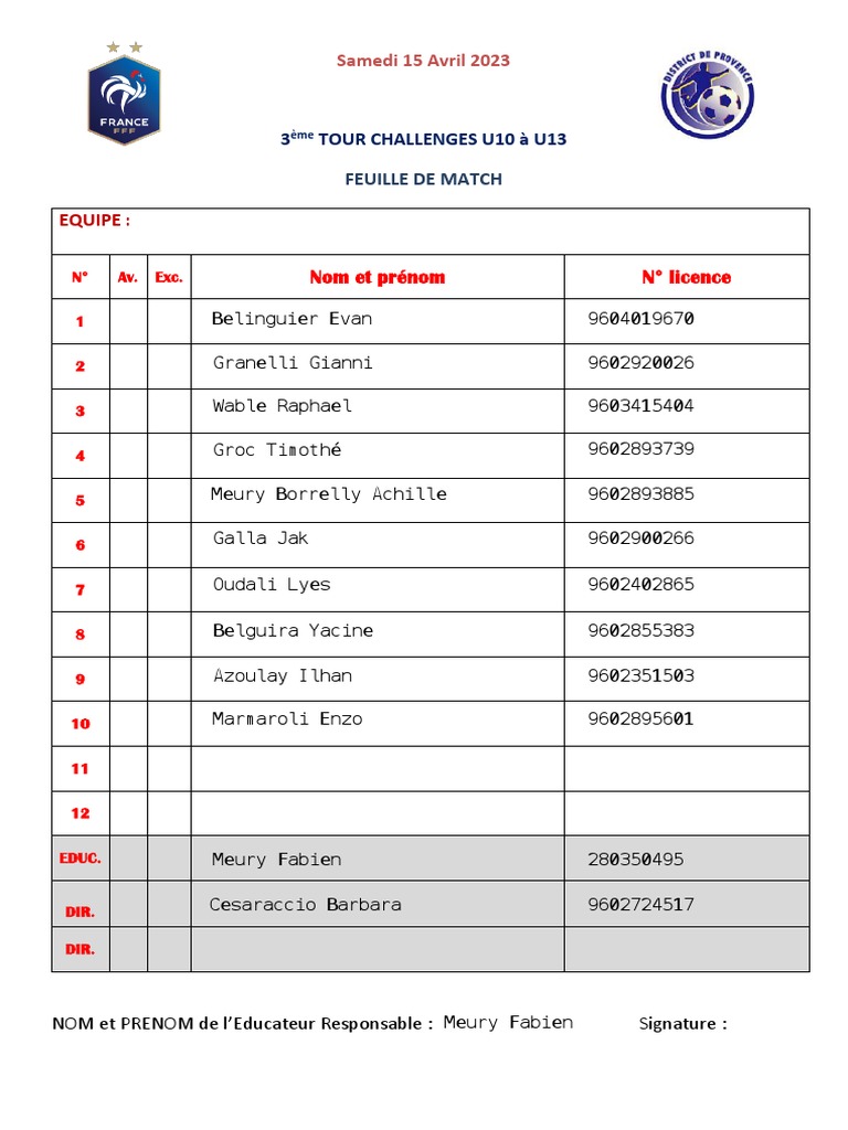 Feuille-de-match-Challenges-U10-à-U13 | PDF