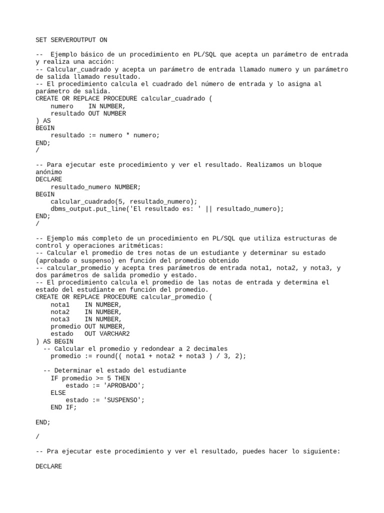 VT4 Ejercicios EXTRA Func Proc | PDF | Pl / Sql | Datos