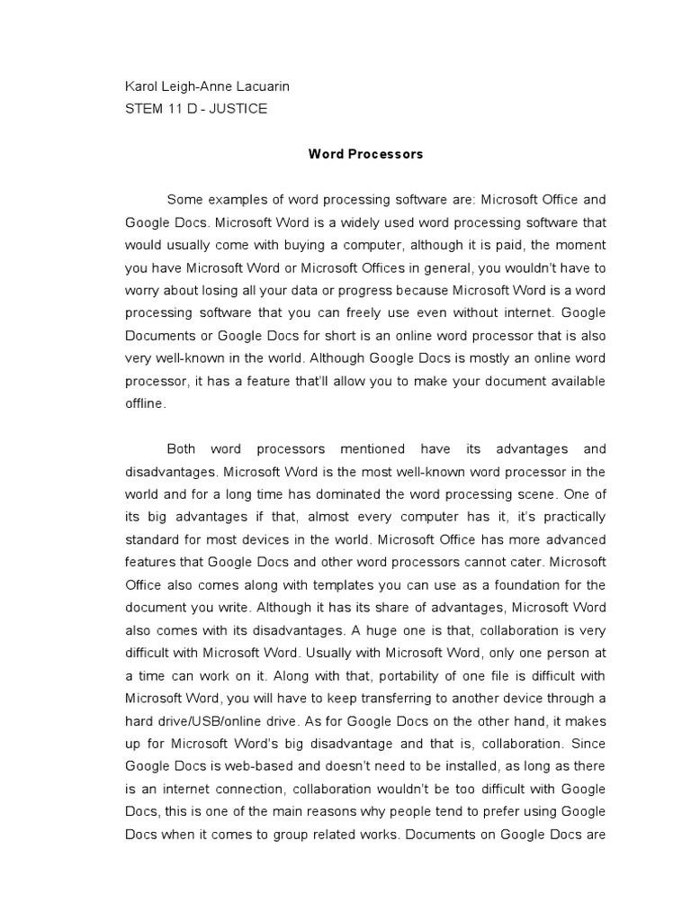 Different Word Processors Software | PDF | Word Processor | Microsoft Word