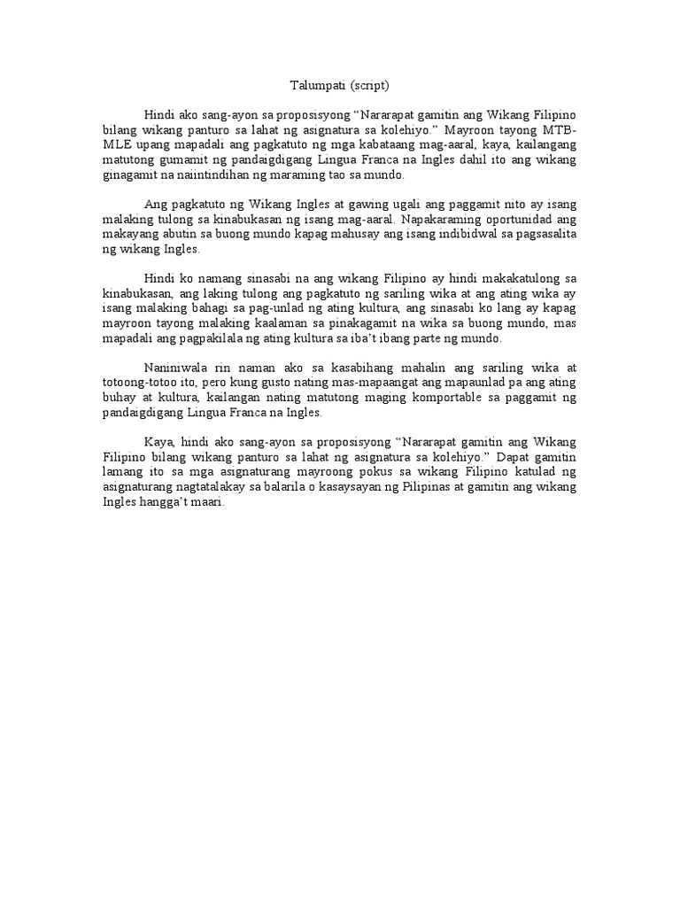 Talumpati Script Komuni | PDF